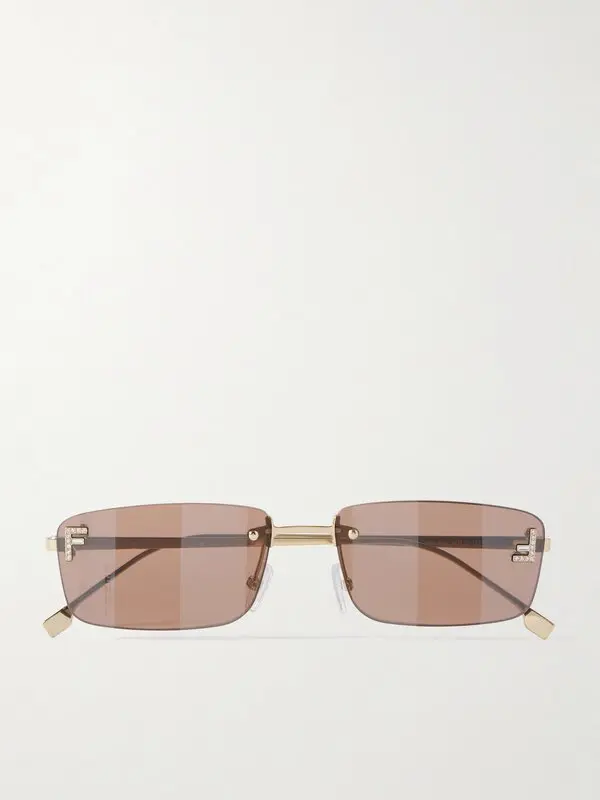 Fendi First Rectangular Gold-tone Sunglasses - Pink