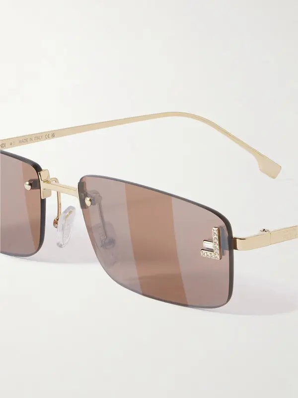 Fendi First Rectangular Gold-tone Sunglasses - Pink