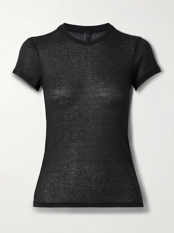 SKIMS Sheer Stretch-jersey T-shirt - Black