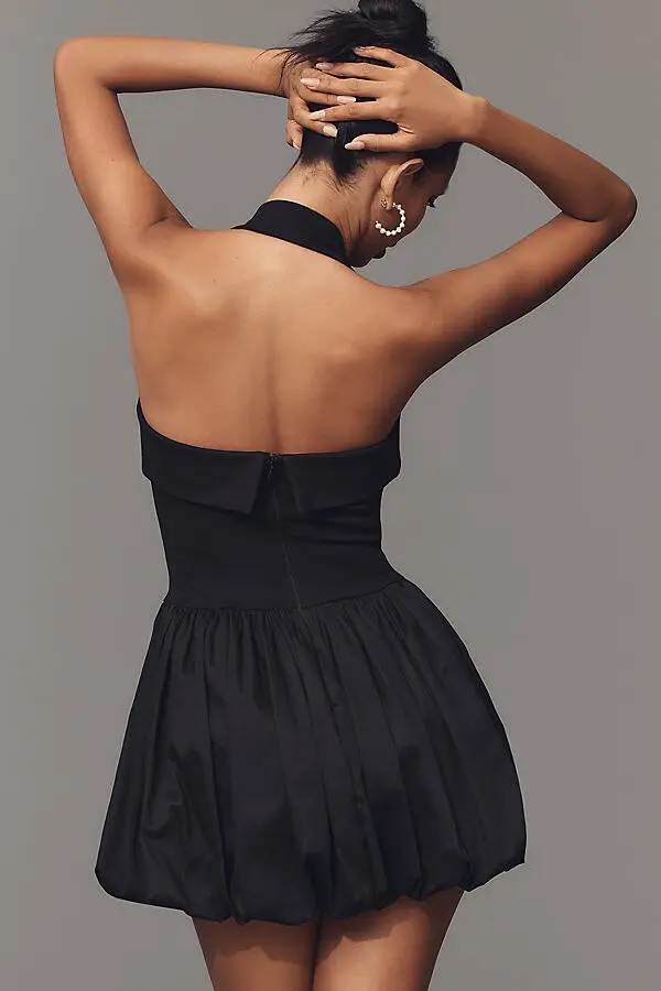 tie halter mini dress Stylish & Elegant Octavia Black Mini Dress main image 1