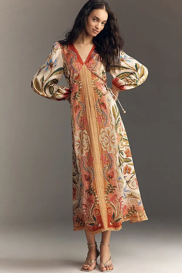 Farm Rio X Long-sleeve Maxi Dress - Mosaic Garden
