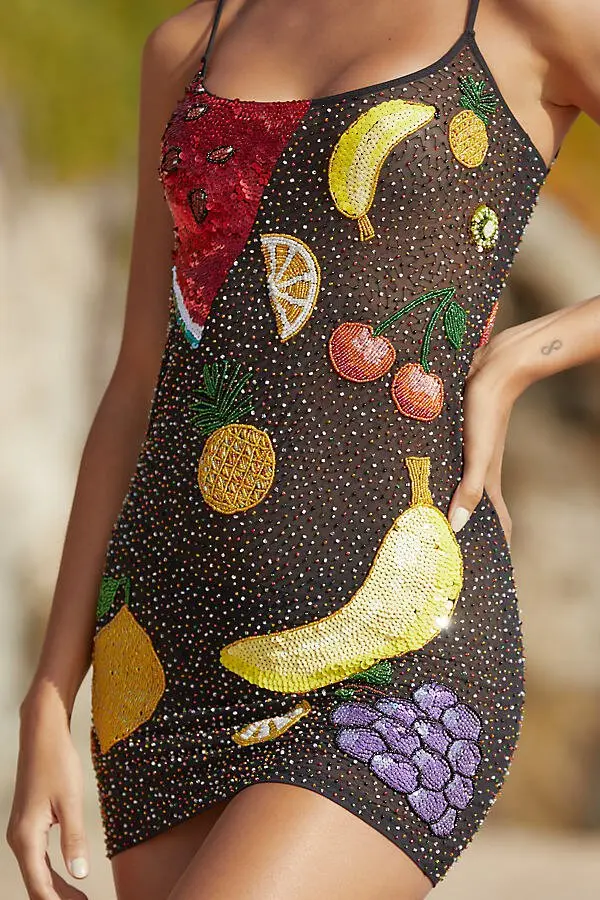 leslie amon tutti frutti beaded mini dress SEASHELL SILVER BEADED MINI DRESS | CULT MIA