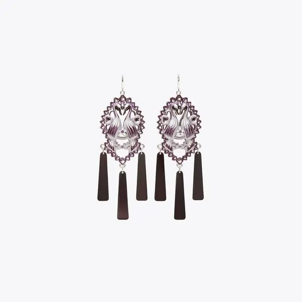 Tory Burch Bird Chandelier Earrings - Tory Silver/purple