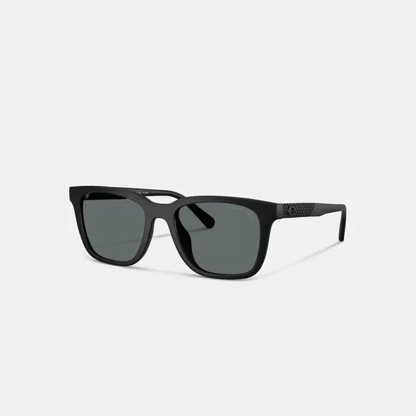 COACH® C Hardware Textured Temple Square Sunglasses - Black