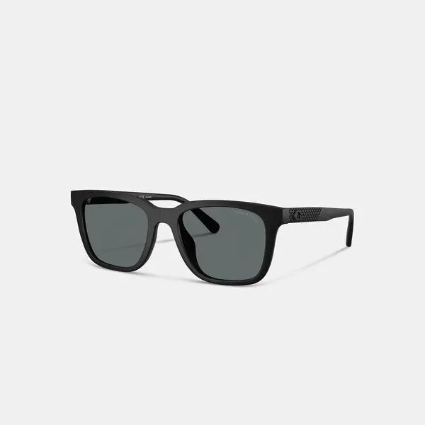COACH C Hardware Textured Temple Square Sunglasses - Black