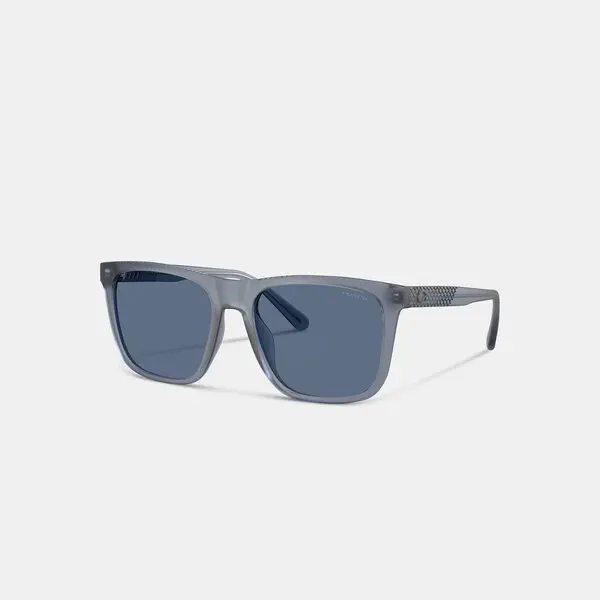 COACH C Hardware Textured Temple Square Sunglasses - Transparent Blue