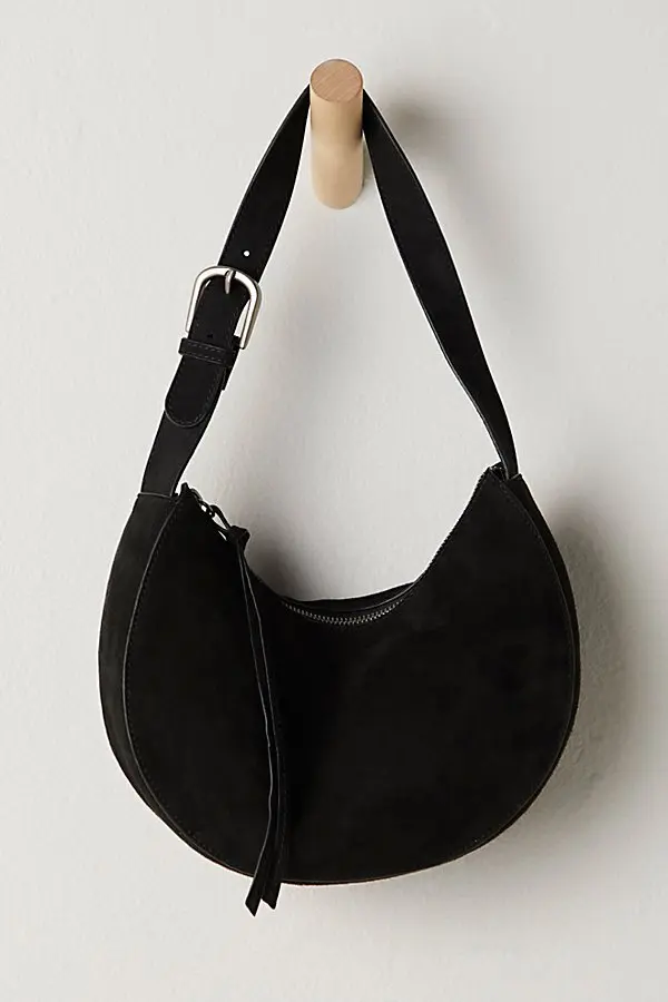 Free People Sina Suede Shoulder Bag - Black
