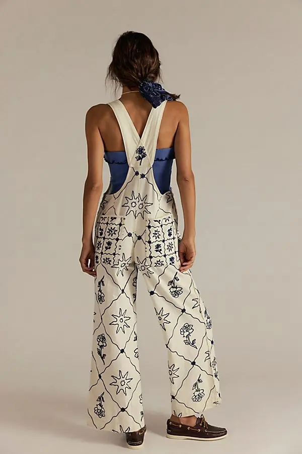 Free People We The Free Rising Sun Overalls - Solar Ecru