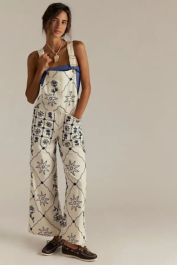 Free People We The Free Rising Sun Overalls - Solar Ecru