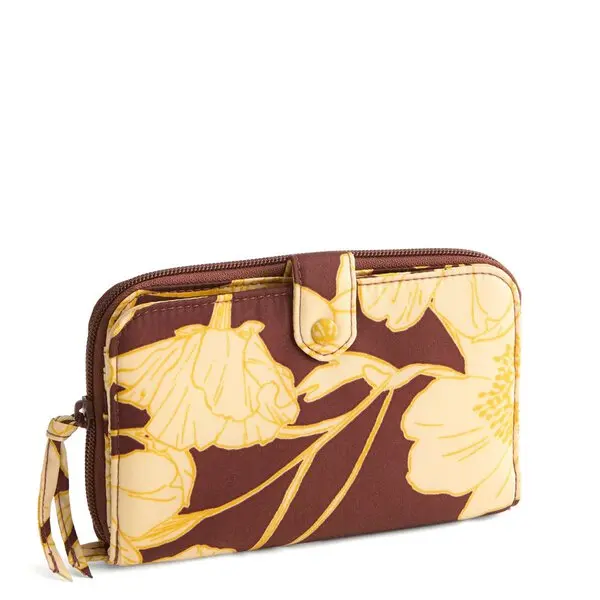 VERA BRADLEY Large Tab Wallet In Scattered Anemones - Brown/yellow
