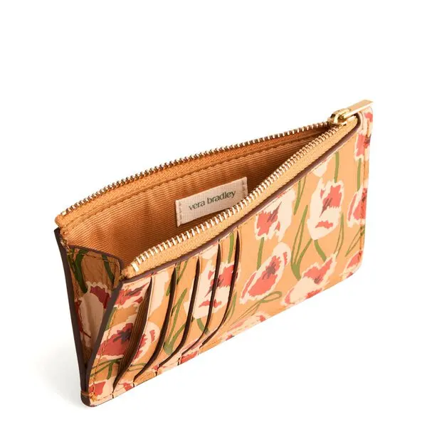 VERA BRADLEY Linear Card Case In Curly Tulips