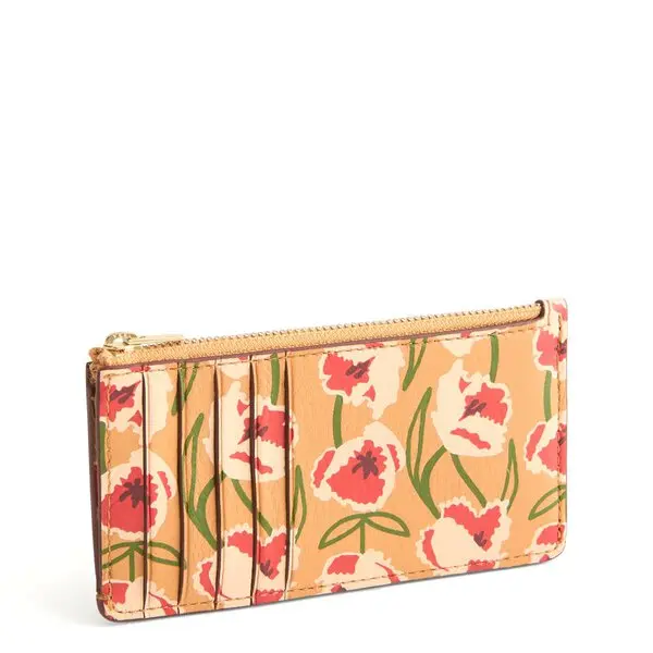 VERA BRADLEY Linear Card Case In Curly Tulips - Red/pink