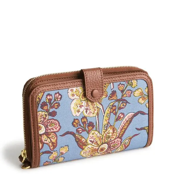 VERA BRADLEY Large Tab Wallet In Begonia Fields - Blue/brown