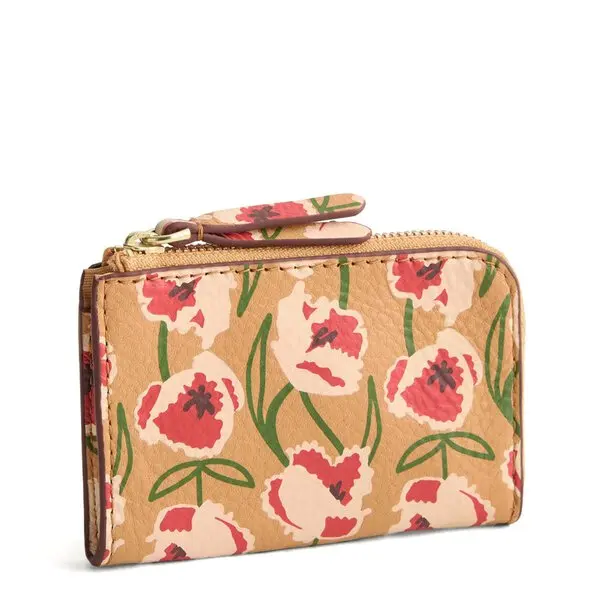 VERA BRADLEY Zip Card Pouch In Curly Tulips - Red