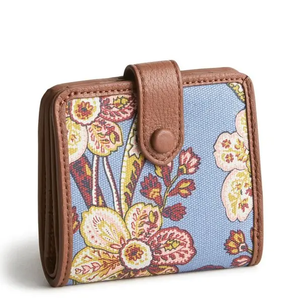 VERA BRADLEY Small Tab Wallet In Begonia Fields - Blue