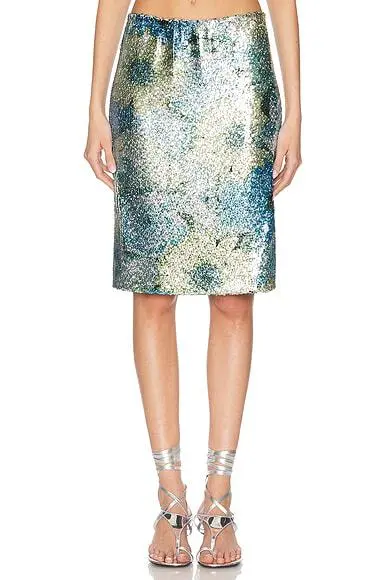 PRISCAVERA Sequin Embellished Midi Skirt