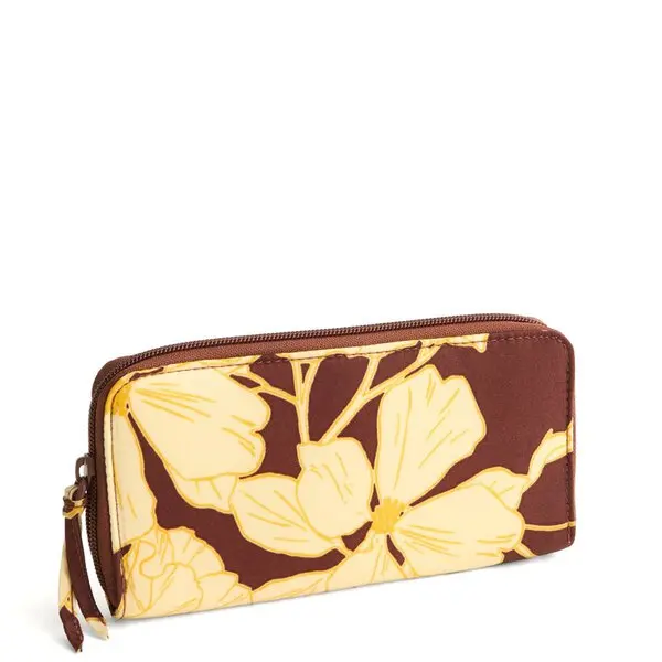 VERA BRADLEY Continental Wallet In Scattered Anemones - Brown/yellow