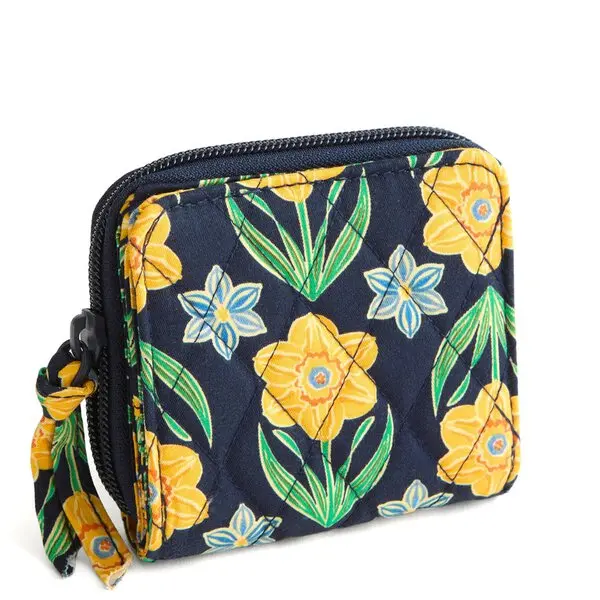VERA BRADLEY Small Zip-around Wallet In Daffodils - Blue/yellow