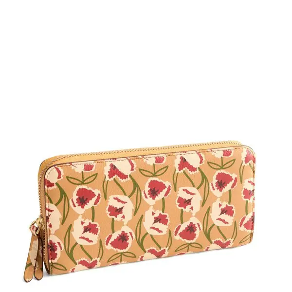 VERA BRADLEY Continental Wallet In Curly Tulips - Red/pink