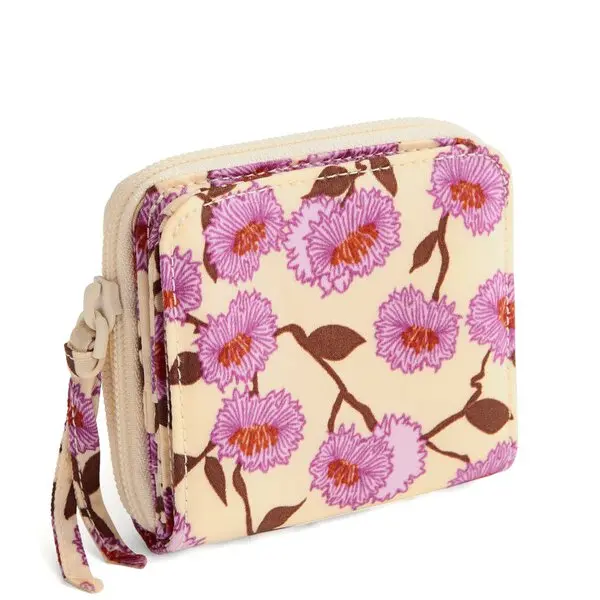 VERA BRADLEY Small Zip-around Wallet In Stripey Buttons - White