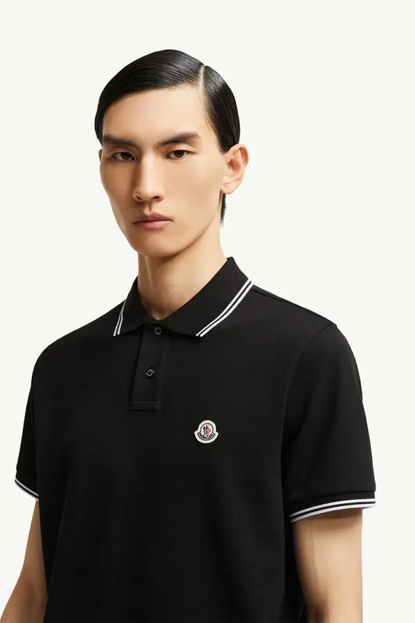 Moncler Logo Patch Cotton Polo Shirt