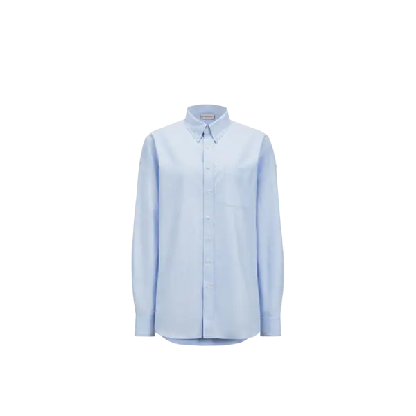Moncler Long Sleeve Oxford Cotton Shirt - Blue