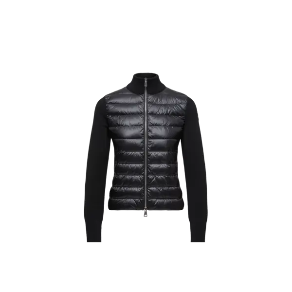 Moncler Padded Wool Zip-up Cardigan - Black