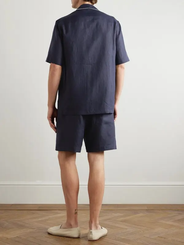 Zegna Camp-collar Oasi Linen Pyjama Set