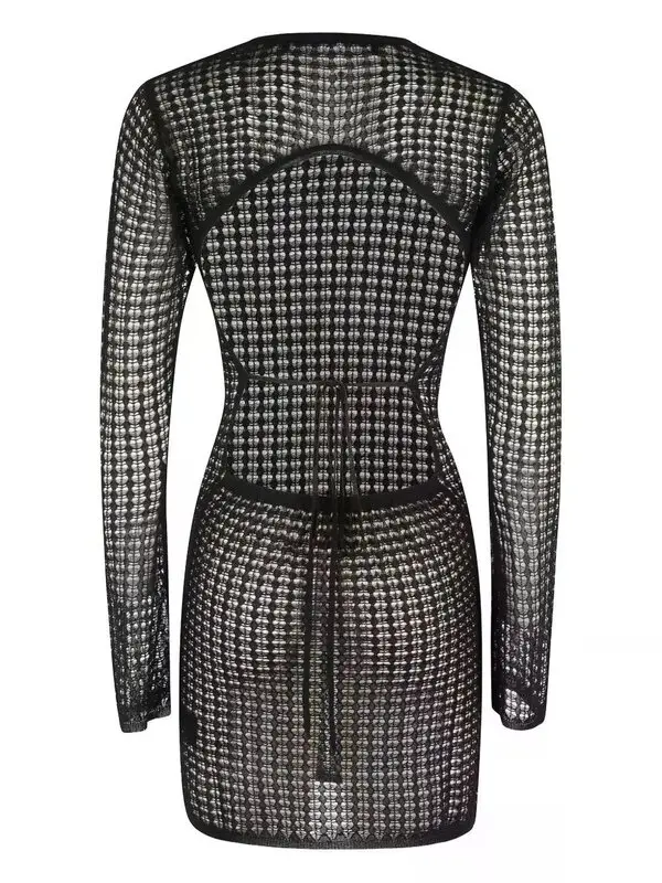 Federica Tosi Open-knit Long-sleeve Dress - Black