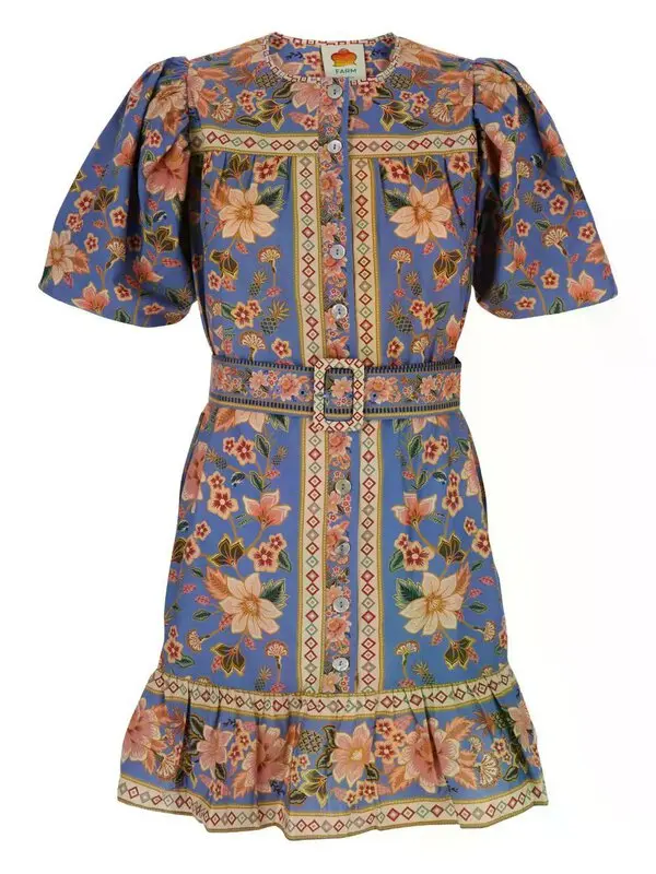 Farm Rio Superbloom Tapestry Dress - Blue