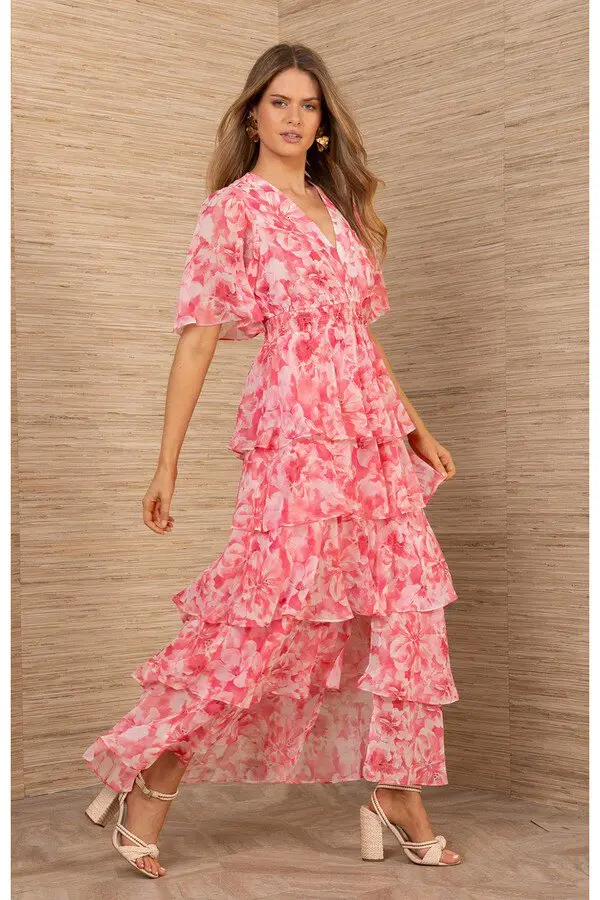 Hale Bob Kallie Chiffon Maxi Dress - Pink
