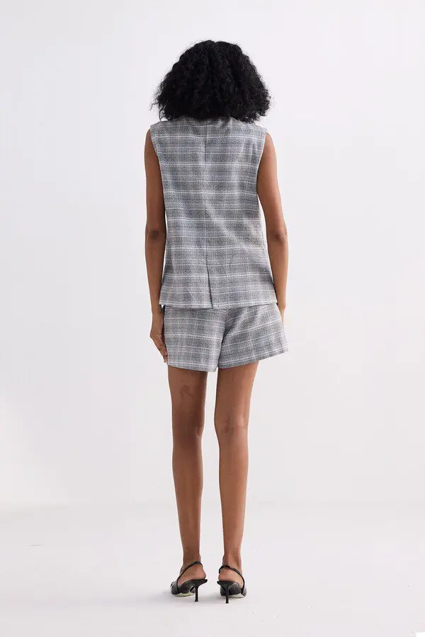 REISTOR Cotton Tweed Vest Jacket Set - Grey