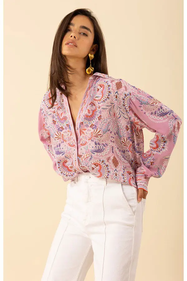 Hale Bob Waverly Silk Shirt - Pink