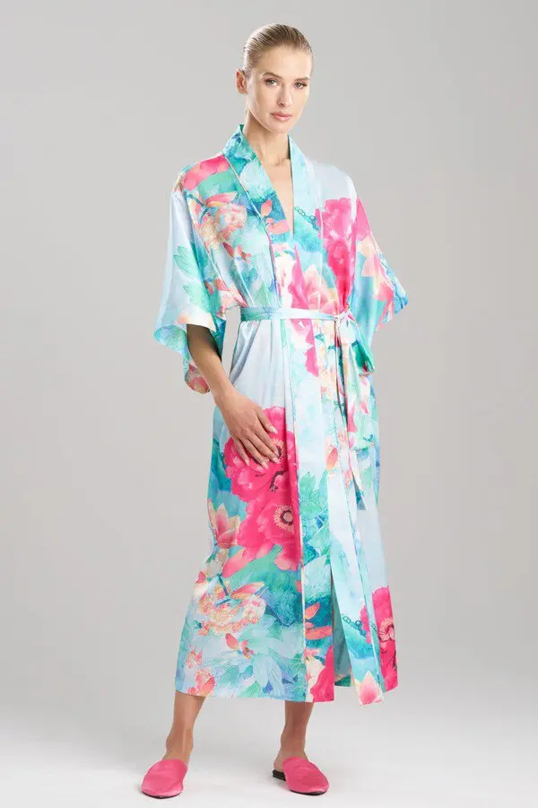 Natori Floral Garden Robe - Blue