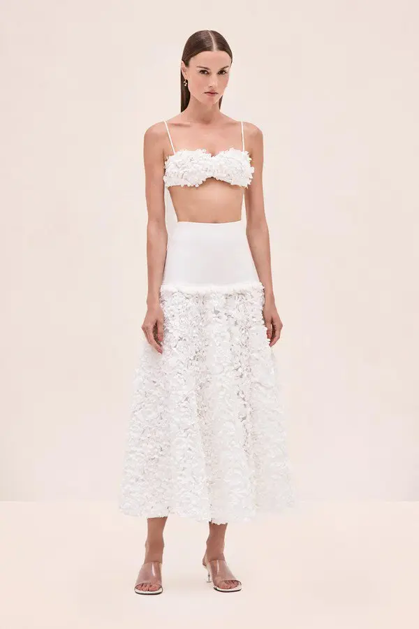 Alexis Risi Floral Appliqué Cropped Top