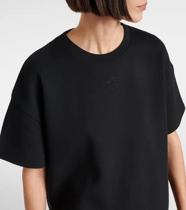Loewe Asymmetric Cotton-blend T-shirt - Black