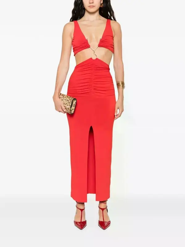NISSA Cut-out Maxi Dress - Red