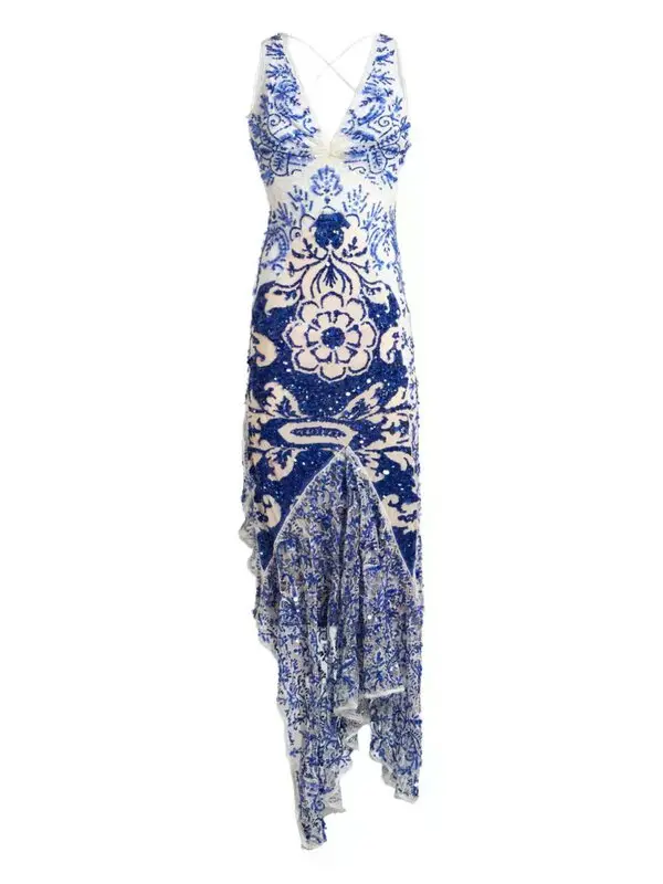 Etro Long Dress With Sequin Embroidery And Floral Print