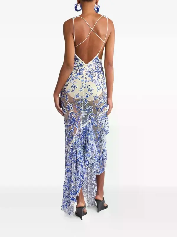 Etro Long Dress With Sequin Embroidery And Floral Print