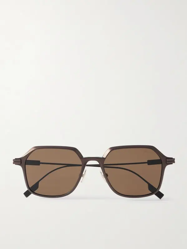 Zegna Eyewear D-frame Polarised Sunglasses - Brown