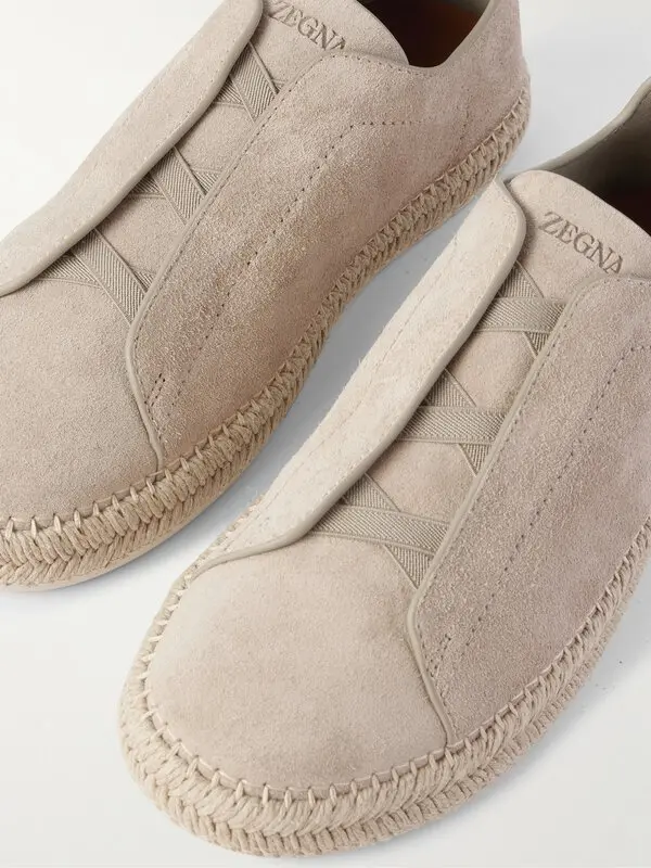 Zegna Triple Stitch™ Suede Slip-on Sneakers With Leather Trim