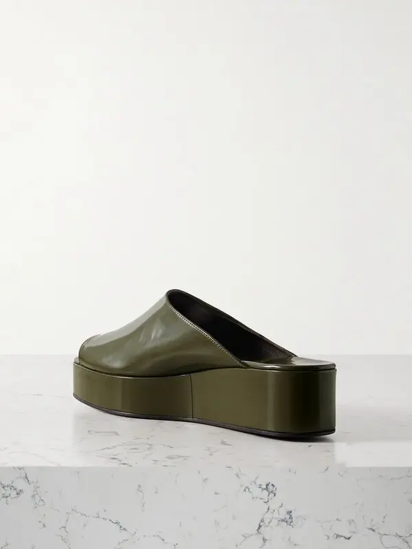 THE ROW Emi Glossed-leather Platform Slides