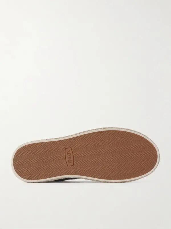 Zegna Triple Stitch™ Leather-trimmed Canvas Slip-on Sneakers - Gray