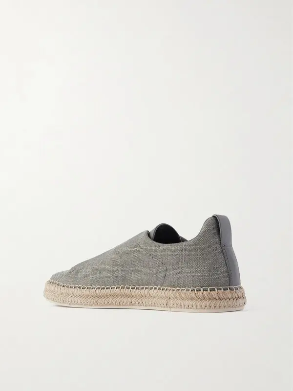 Zegna Triple Stitch™ Leather-trimmed Canvas Slip-on Sneakers - Gray