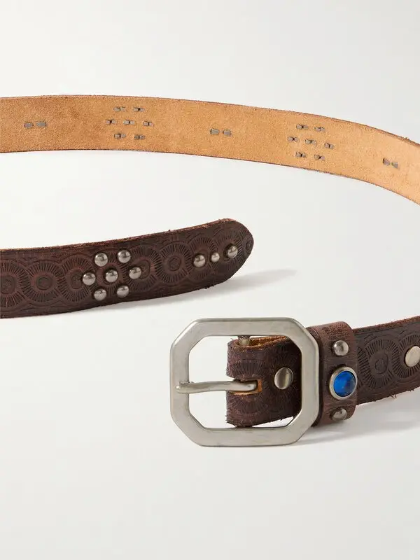 Ralph Lauren 3cm Distressed Embellished Leather Belt