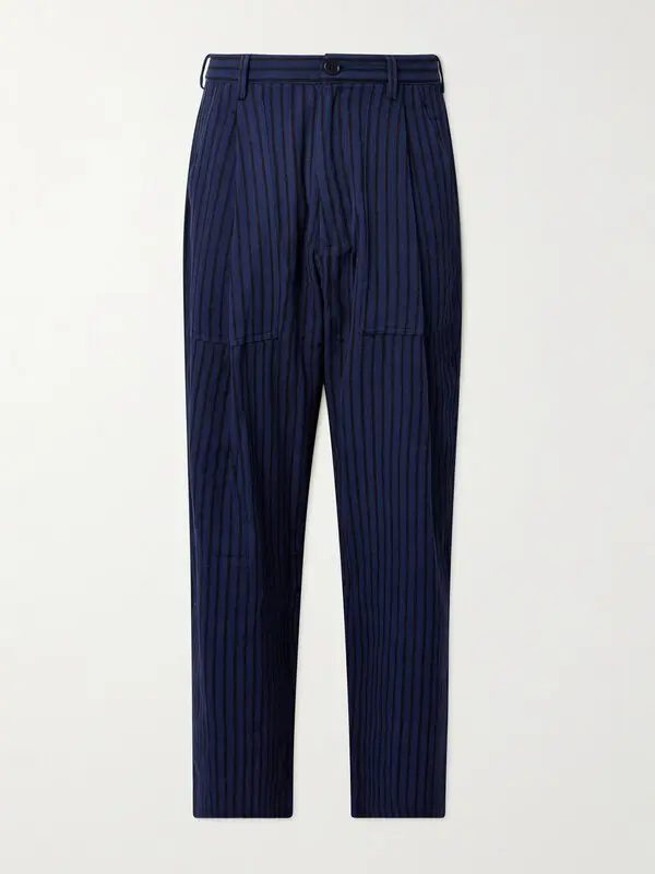 KARDO Yuki Wide-leg Pleated Striped Suit Trousers