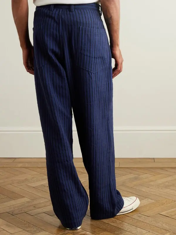KARDO Yuki Wide-leg Pleated Striped Suit Trousers