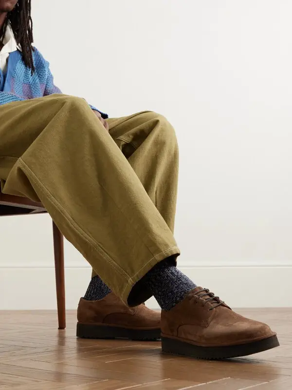 Grenson Byron Webbing-trimmed Suede Derby Shoes