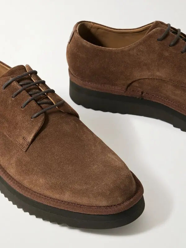 Grenson Byron Webbing-trimmed Suede Derby Shoes