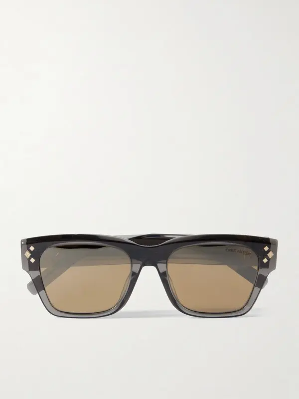 Dior Cd Diamond S2i Havana Geometric Acetate And Silver-tone Sunglasses - Brown